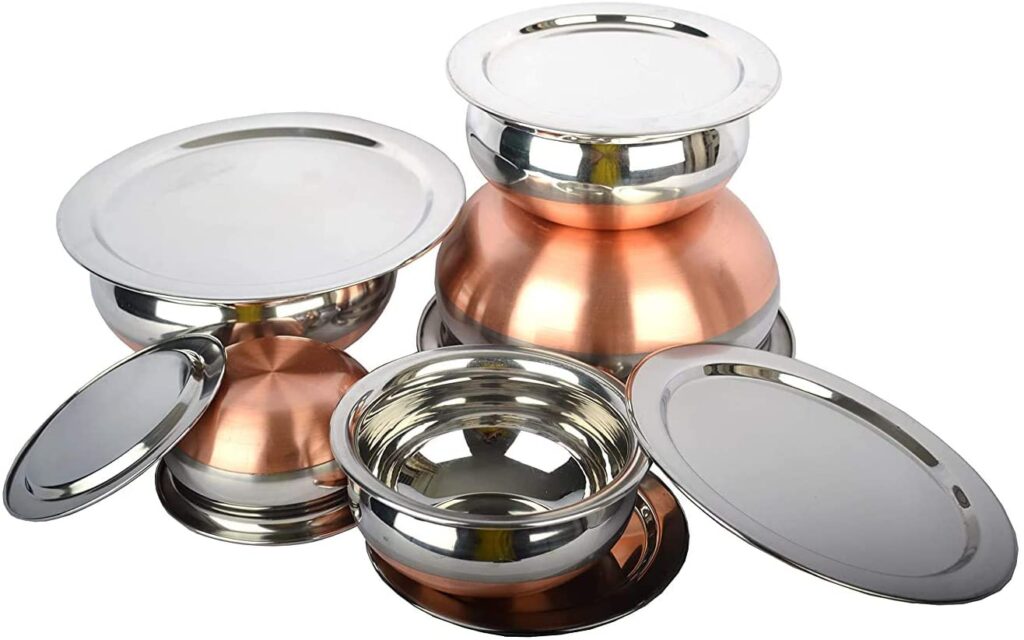 Copper Handi Cookware Set: Stainless Steel with Copper Bottom
